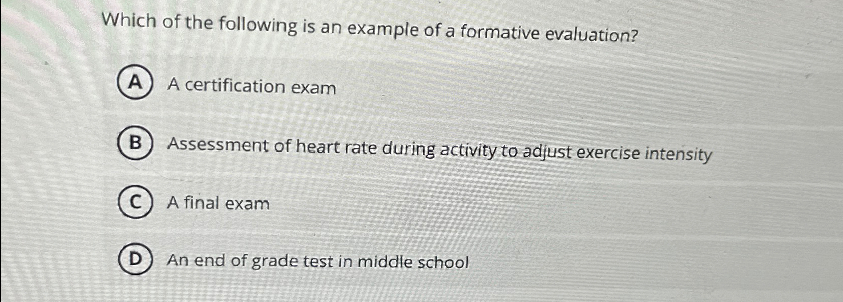 Solved Which of the following is an example of a formative | Chegg.com