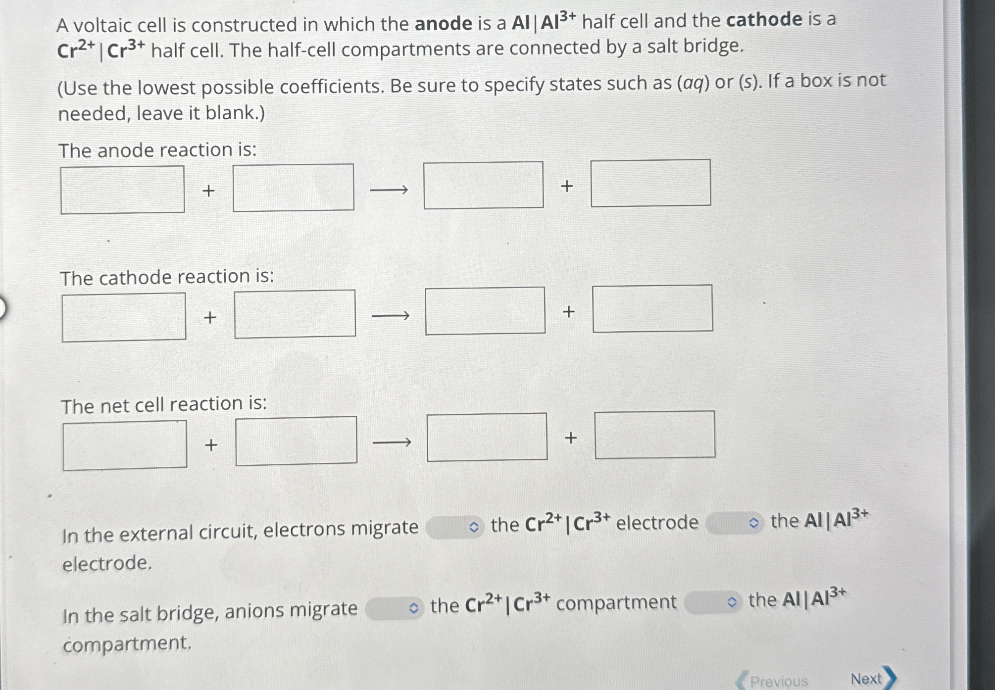 Solved A voltaic cell is constructed in which the anode is a | Chegg.com
