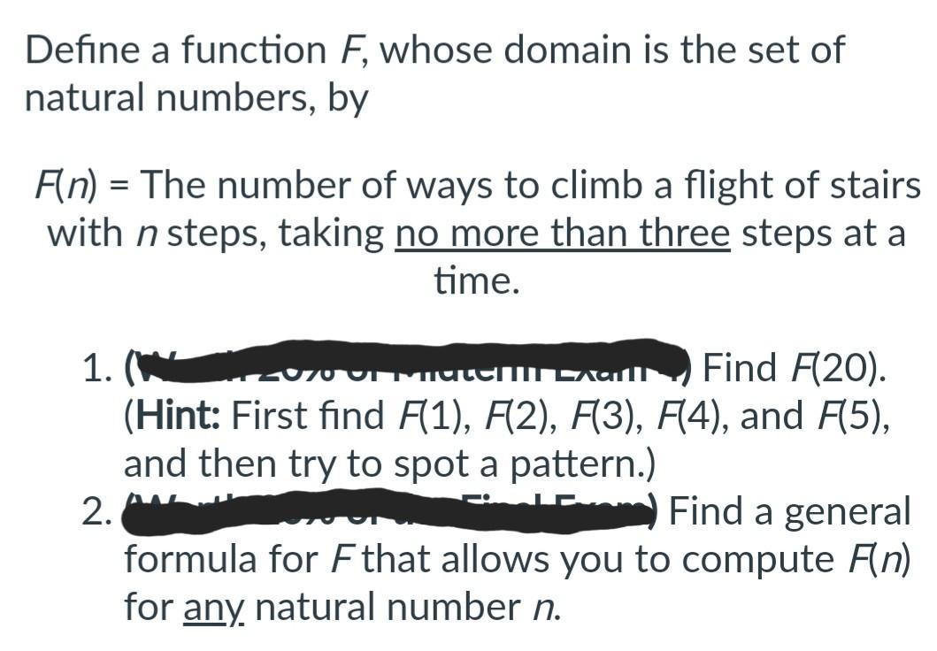 Solved Define a function F, whose domain is the set of | Chegg.com