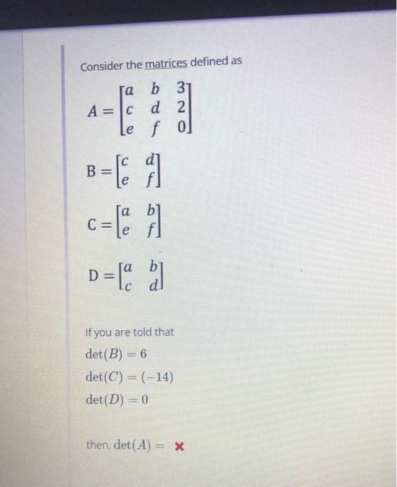 Solved Consider the matrices defined as | Chegg.com