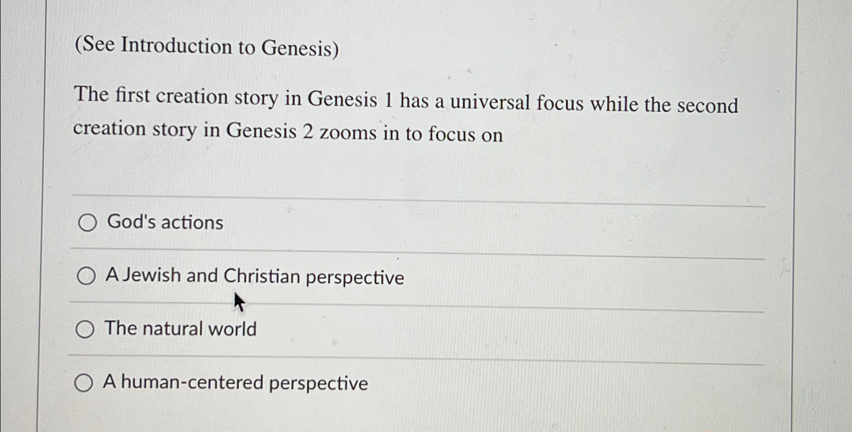 Solved (See Introduction to Genesis)The first creation story | Chegg.com