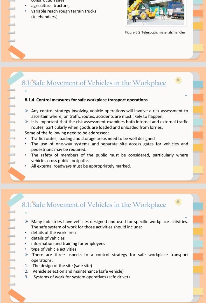 Solved 8.1:'Safe Movement of Vehicles in the Workplace 8.1.1 | Chegg.com