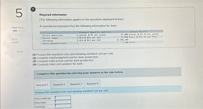 Solved 5 Part 1 of 3 12.5 points eBook ! Required | Chegg.com