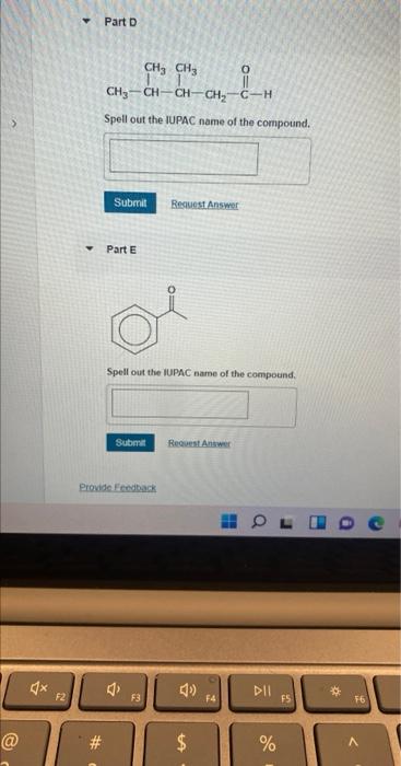 Solved Part D CH3 CH3 OEU CH3 -CH CH-CH2 C-H Spell out the | Chegg.com