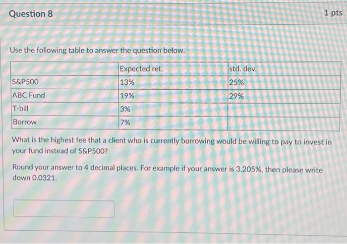 Solved Use the following table to answer the question below. | Chegg.com