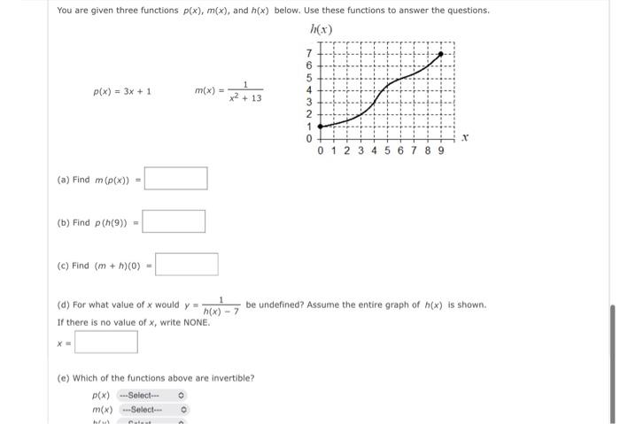 Solved You are given three functions p(x),m(x), and h(x) | Chegg.com