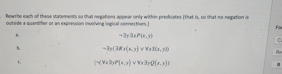 Solved Rewrite each of these statements so that negations | Chegg.com
