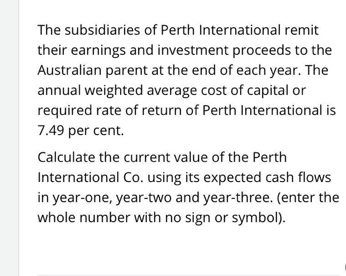 Solved Perth International anticipates a 4.53 per cent | Chegg.com