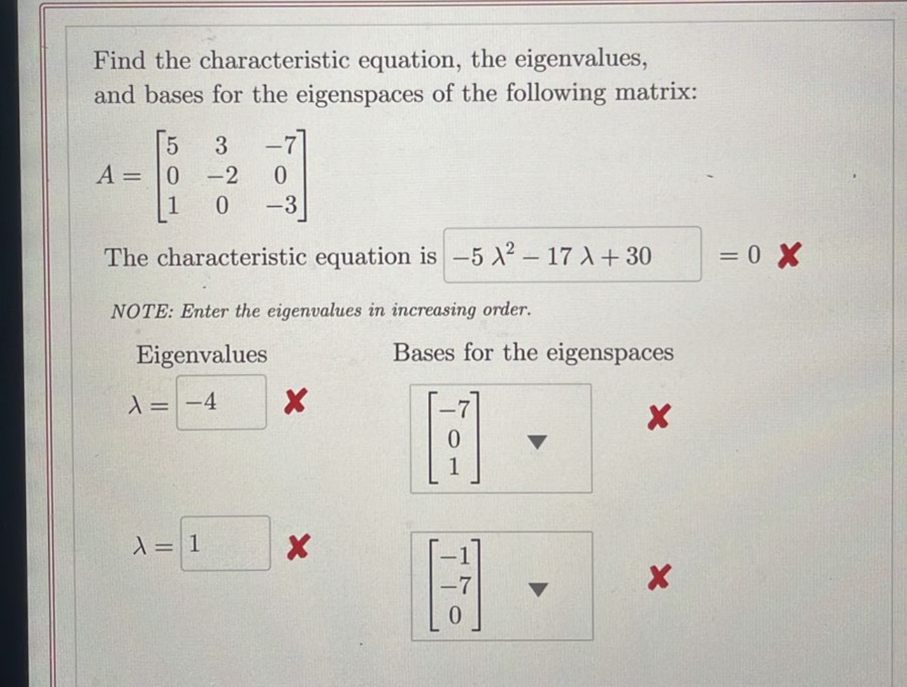 Solved Find the characteristic equation, the eigenvalues, | Chegg.com