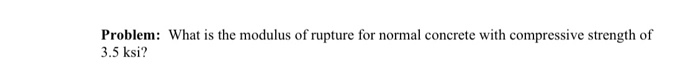 Solved Problem: What is the modulus of rupture for normal | Chegg.com