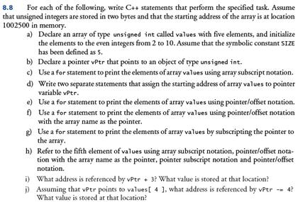 Solved For each of the following, write C++ statements that | Chegg.com