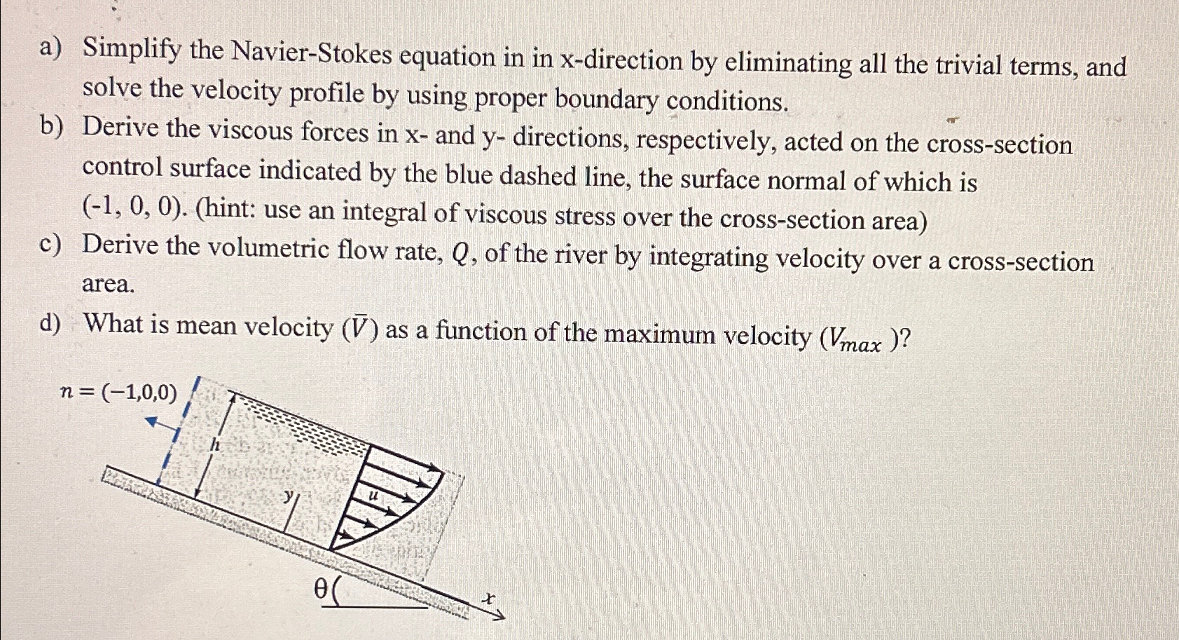 Solved a) ﻿Simplify the Navier-Stokes equation in in | Chegg.com