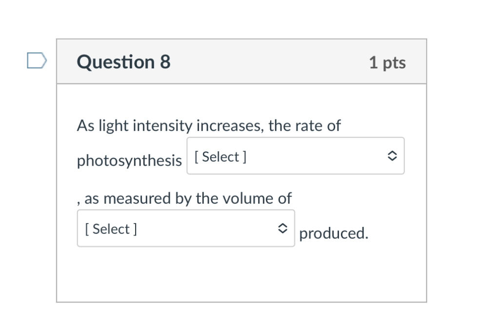 Solved Question 81 ﻿ptsAs light intensity increases, the | Chegg.com