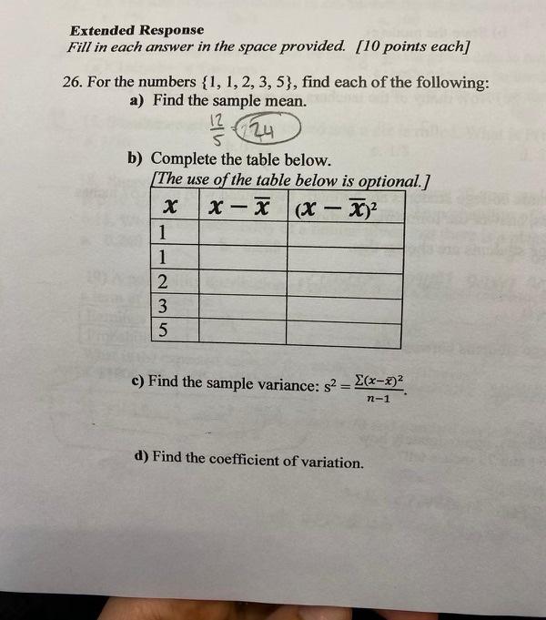 Solved Extended Response Fill in each answer in the space | Chegg.com