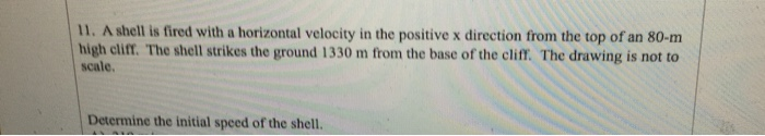 Solved 11. A shell is fired with a horizontal velocity in | Chegg.com