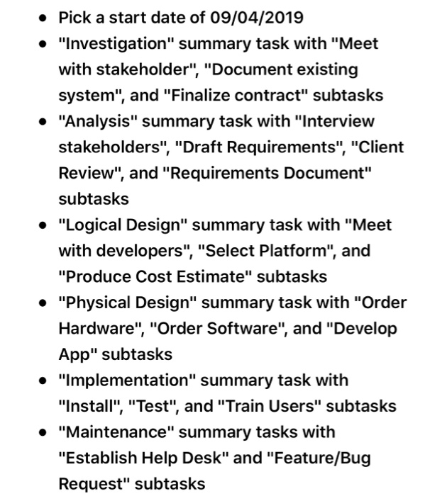 Assignment Create A Microsoft Project File That Chegg