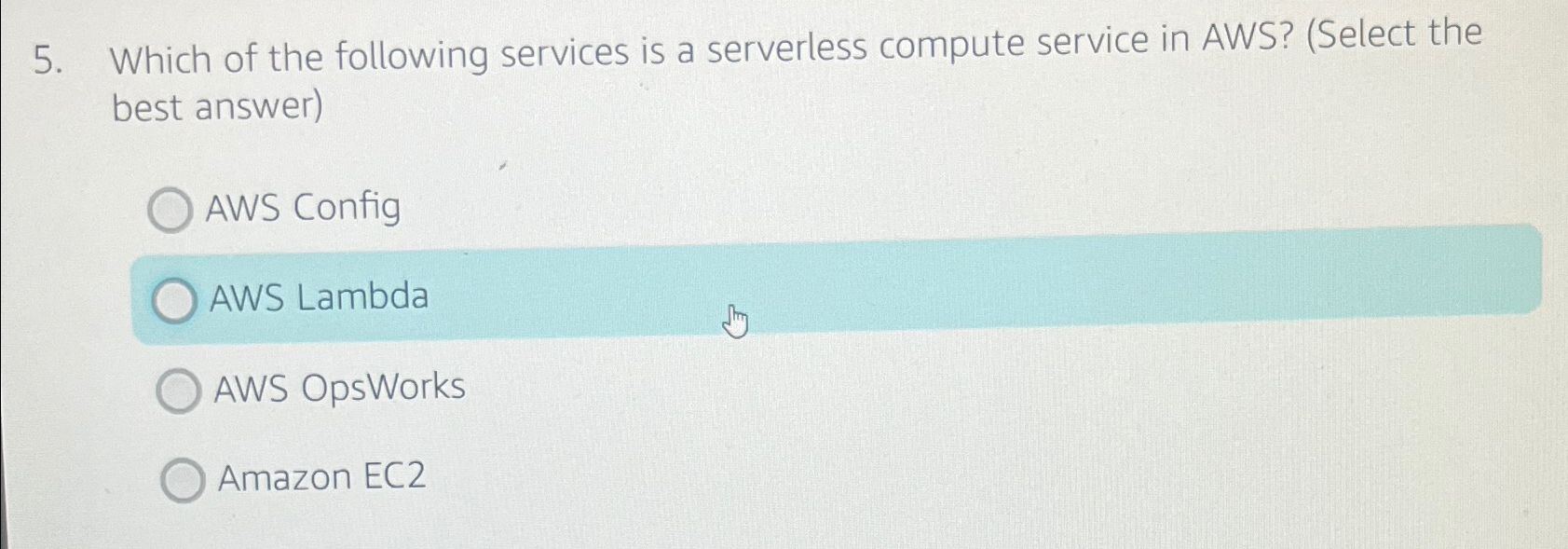 Solved Which of the following services is a serverless | Chegg.com