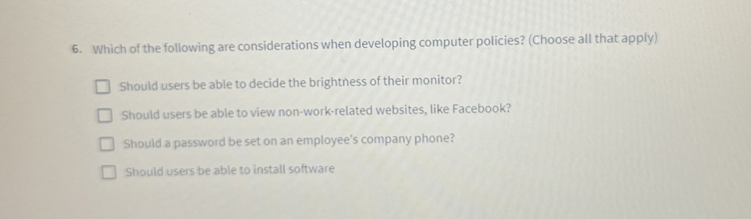 Solved Which of the following are considerations when | Chegg.com