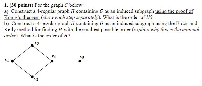Solved ( 30 ﻿points) ﻿For the graph G ﻿below:a) ﻿Construct a | Chegg.com