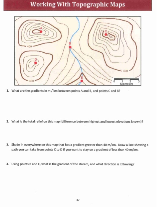 Solved Working With Topographic Maps 400 400 400 Kilometers | Chegg.com