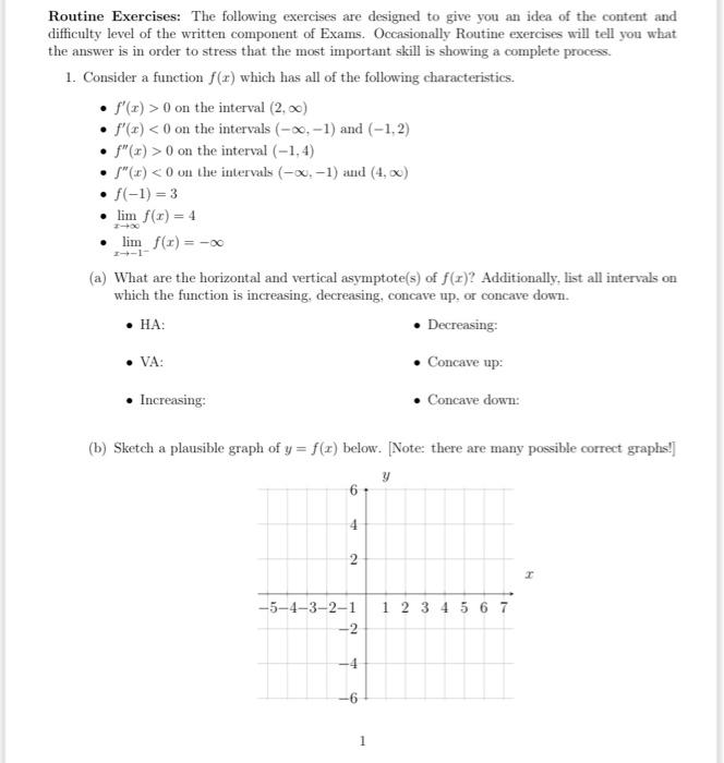 Solved Routine Exercises: The following exercises are | Chegg.com