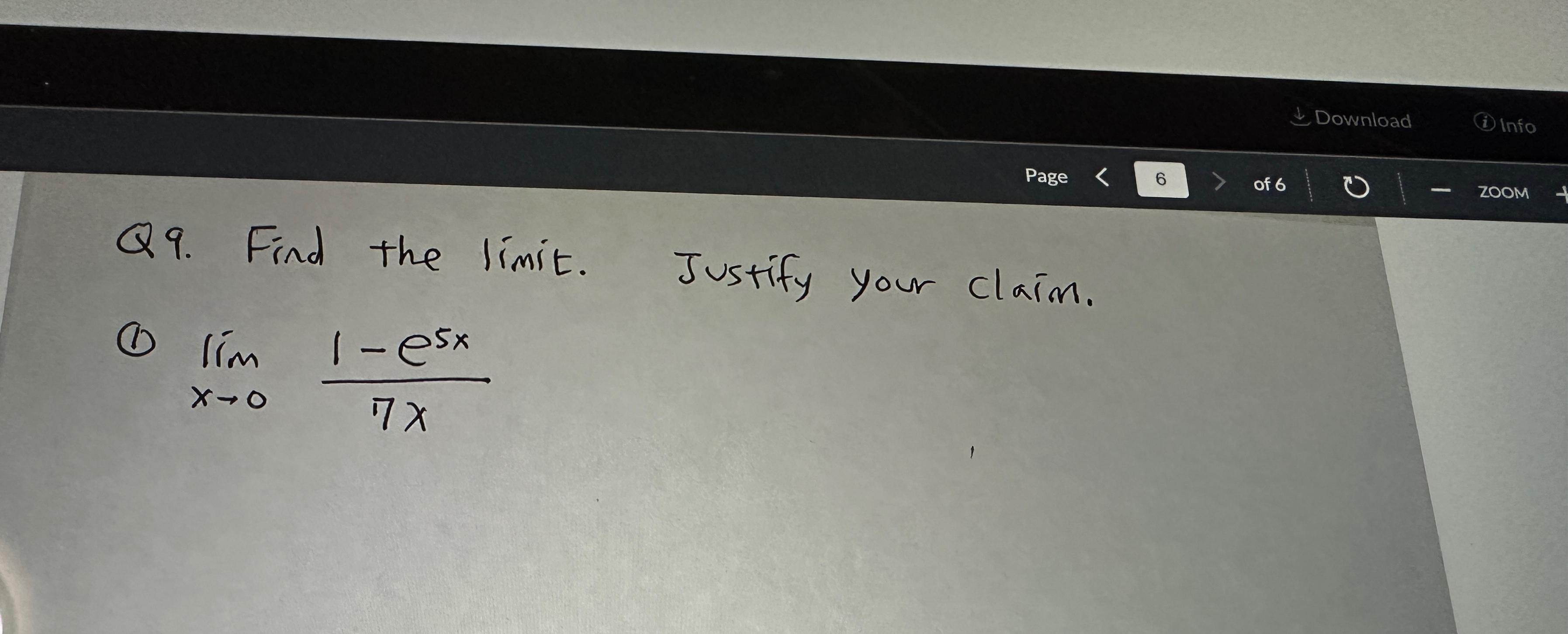 Solved Q9. ﻿Find the limit. ﻿Justify your | Chegg.com