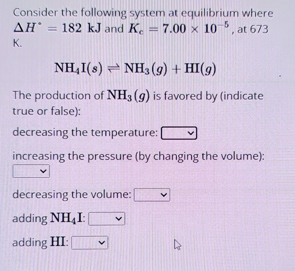 Solved Consider the following system at equilibrium where | Chegg.com