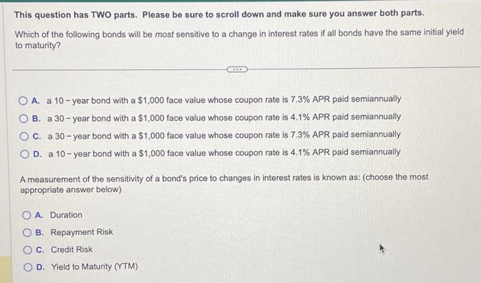 Solved This question has TWO parts. Please be sure to scroll | Chegg.com