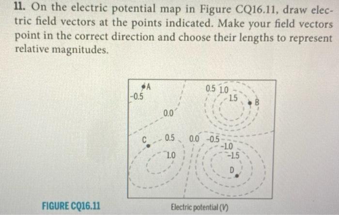 Solved 11. On the electric potential map in Figure CQ16.11, | Chegg.com