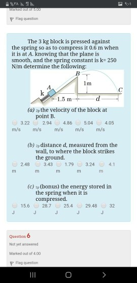 Solved % All Wared out of P Flag question The 3 kg block is | Chegg.com