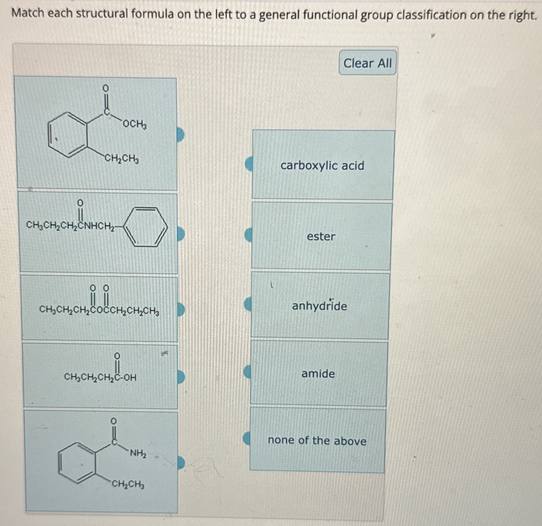 Solved Match each structural formula on the left to a | Chegg.com