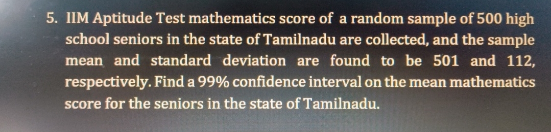 Solved IIM Aptitude Test mathematics score of a random | Chegg.com