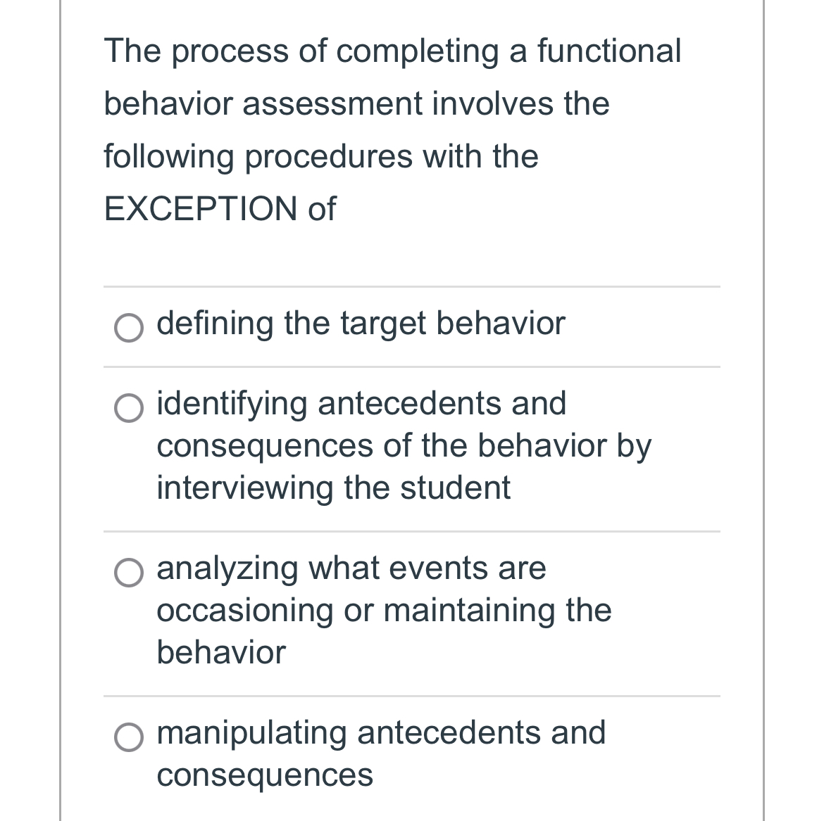 Solved The process of completing a functional behavior | Chegg.com