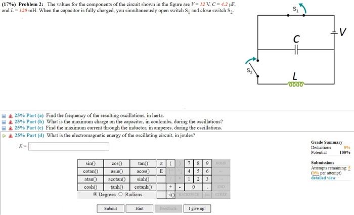 Solved (17\%) Problem 2: The values for the components of | Chegg.com