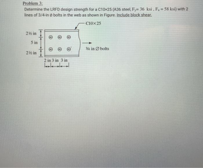 Solved Problem 3: Determine the LRFD design strength for a | Chegg.com