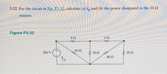 Solved 3.32 For the circuit in Fig. P3.32, calculate (a) ig | Chegg.com