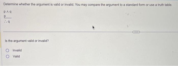 Solved Determine whether the argument is valid or invalid. | Chegg.com