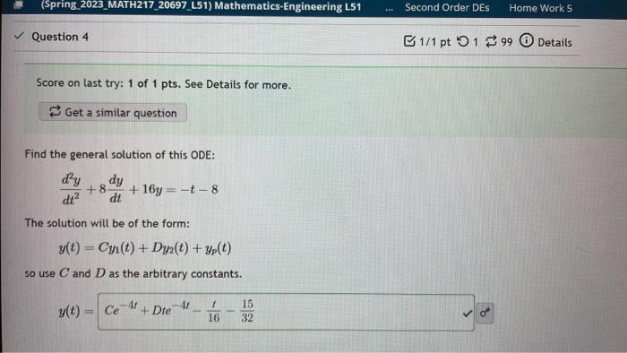 Solved Find the general solution of this ODE: | Chegg.com