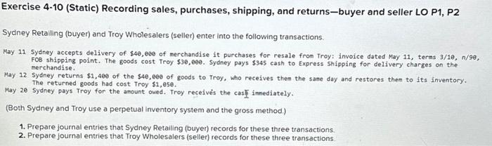 Solved Sydney accepts delivery of $40,000 of merchandise it | Chegg.com