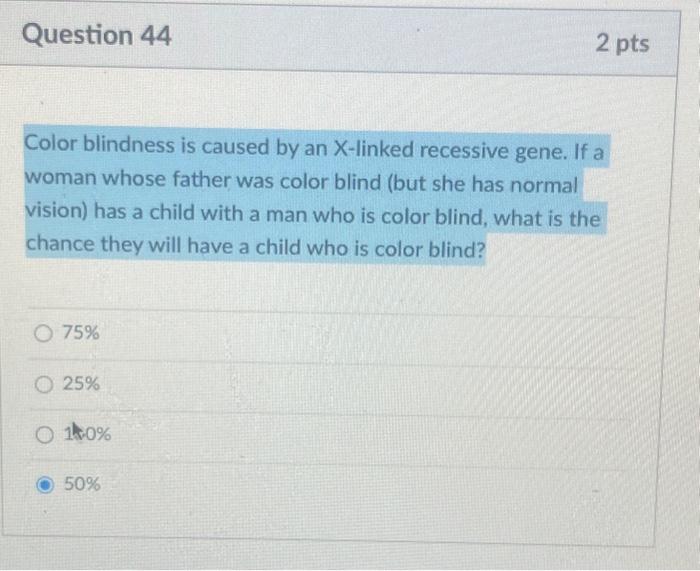 Solved Color blindness is caused by an X-linked recessive | Chegg.com