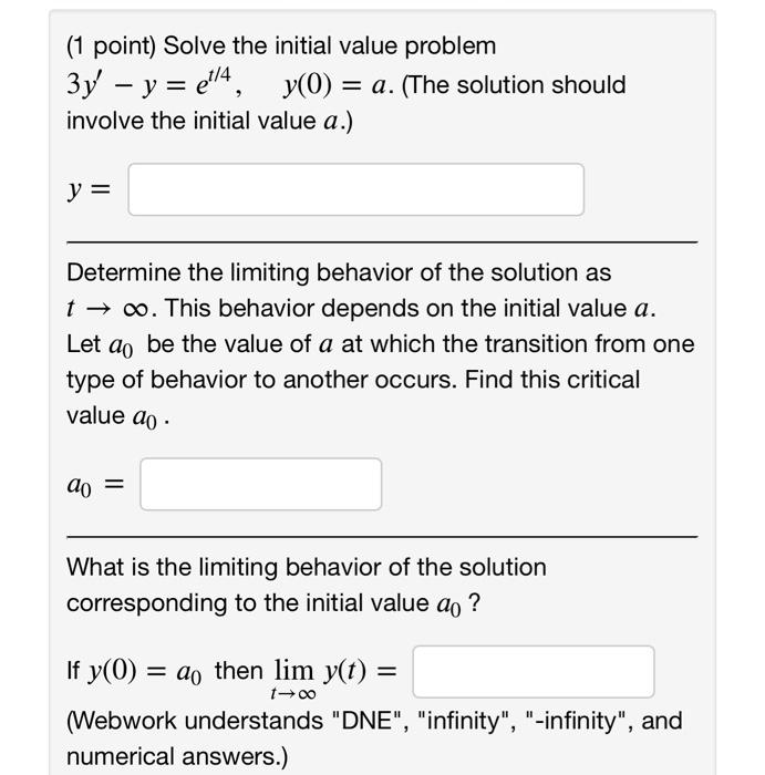 Solved ( 1 point) Solve the initial value problem \\( 3 | Chegg.com