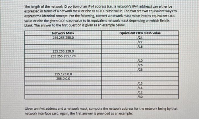 Solved The length of the network ID portion of an IPV4 | Chegg.com
