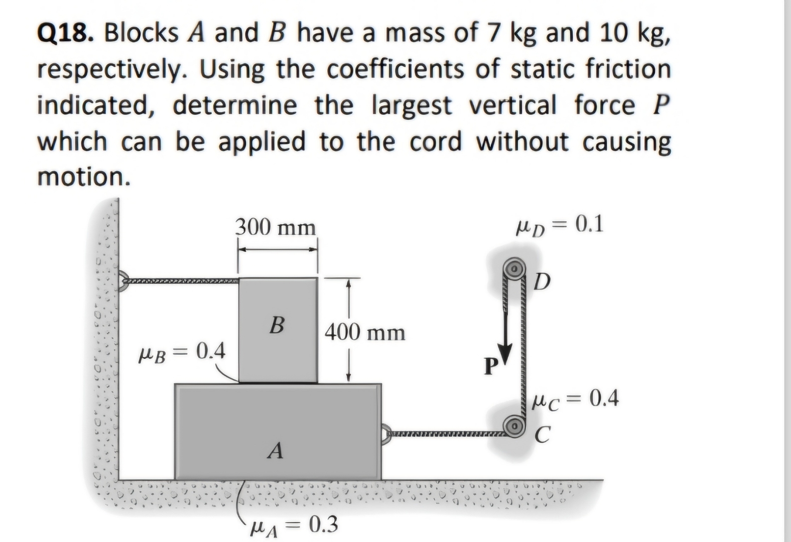 swer Q18. ﻿Blocks A and B ﻿have a mass of 7 ﻿kg and | Chegg.com