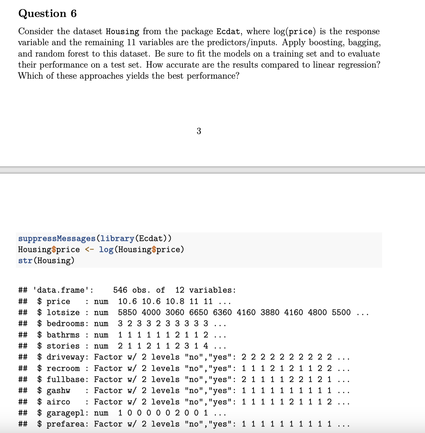 Solved Please answer this question using R: Question | Chegg.com