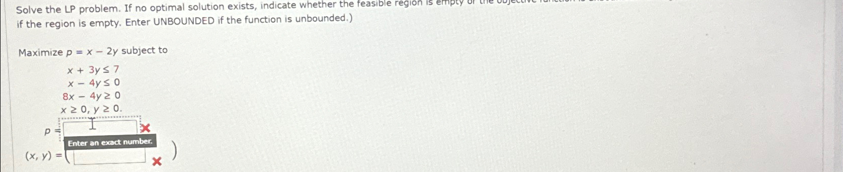 Solved Solve the LP problem. If no optimal solution exists, | Chegg.com
