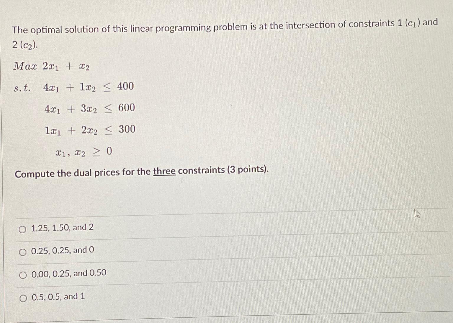 Solved The optimal solution of this linear programming | Chegg.com