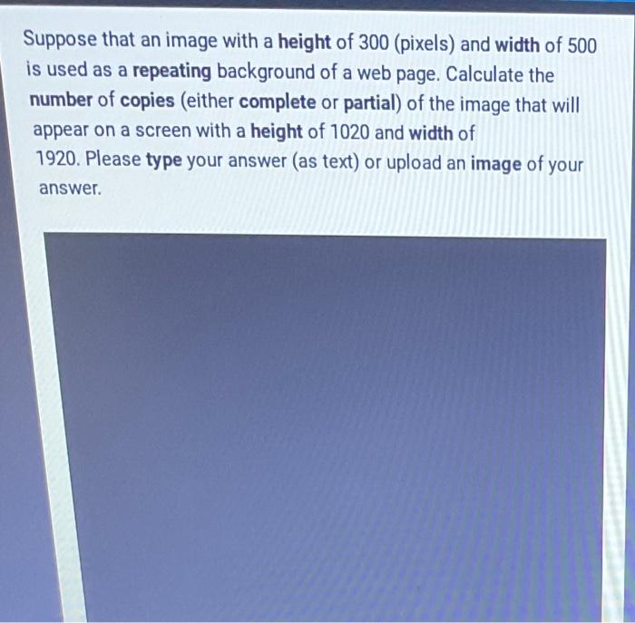 Solved Suppose that an image with a height of 300 (pixels) | Chegg.com