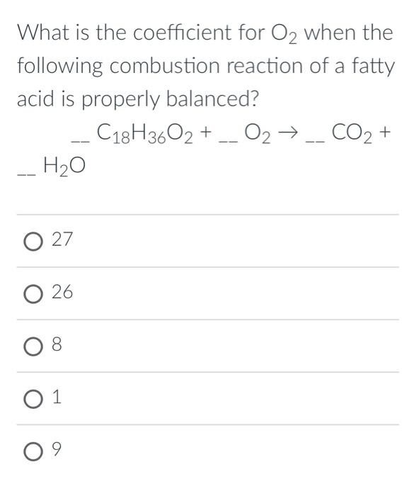 Solved What is the coefficient for O2 when the following | Chegg.com