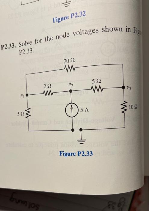 Solved Figure P2.32 P2.33. Solve for the node voltages shown | Chegg.com