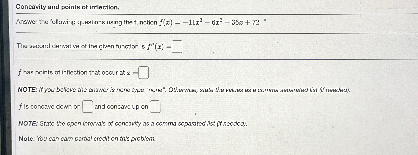 Solved Concavity and points of inflection.Answer the | Chegg.com